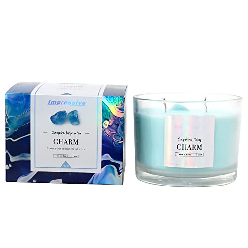 Impressive Natural Soy Lavender&Lemon Candles for Home Scented，Medium Jar Candles ，Candles Gift ，10.5oz 35Hour Burn Time 2-Wicks, Blue
