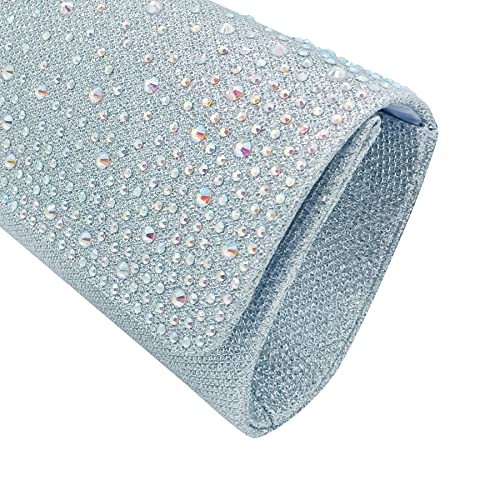 Evening Clutch Bag for Women Girls PVC Rhinestone Snap Deatchable Chain Crossbody Bag for Party Wedding Silvery