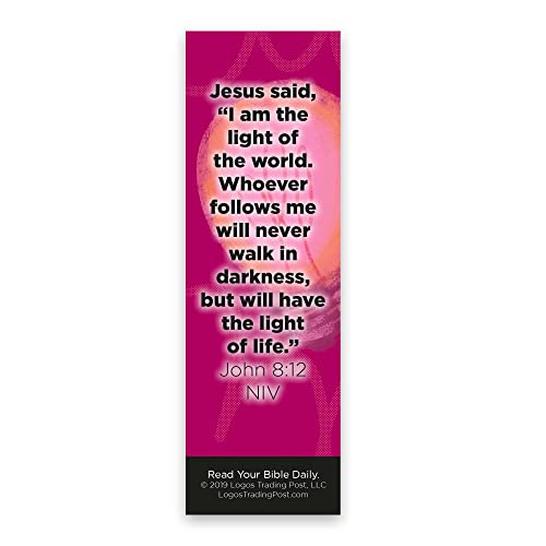 Jesus is My Light, John 8:12, Bulk Pack of 25 Christian Bookmarks for Kids, Childrens Bible Verse Book Markers, Sunday School Prizes with Memory Verses, Scripture Gifts for Kids & Youth