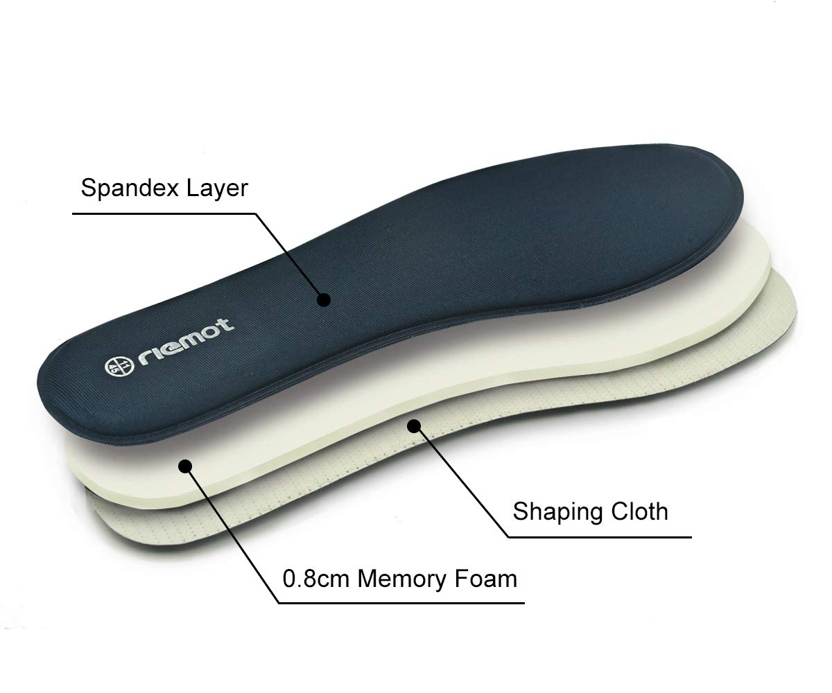 riemot Men's Memory Foam Insoles Super Soft Replacement Innersoles for Running Shoes Work Boots Comfort Cushioning Shoe Inserts Black US 8 / EU 41, 10 Women/8 Men