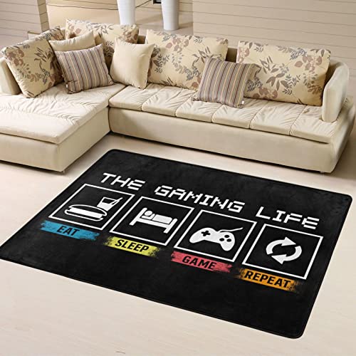 GAGNONLEE The Gaming Life Large Rugs Game Controller Floor Mat 3D Printed Modern Carpet for Gamer Bedroom Home Decor Non-Slip Area Rug 60 x 40 inch Style-4 60''x 40''(150x100cm)