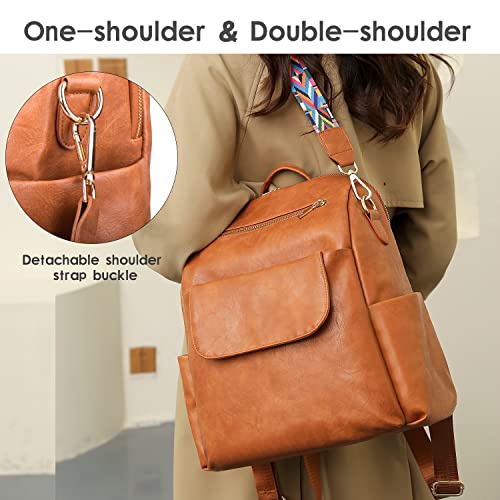 NINEBLUE Women's Backpack, Ladies Fashion Multipurpose Leather Travel Bag with Wallet, Convertible Single Room and Double Shoulder PU Bag