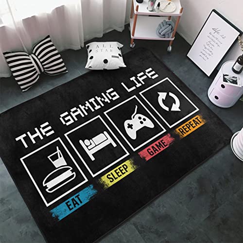 GAGNONLEE The Gaming Life Large Rugs Game Controller Floor Mat 3D Printed Modern Carpet for Gamer Bedroom Home Decor Non-Slip Area Rug 60 x 40 inch Style-4 60''x 40''(150x100cm)