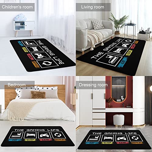 GAGNONLEE The Gaming Life Large Rugs Game Controller Floor Mat 3D Printed Modern Carpet for Gamer Bedroom Home Decor Non-Slip Area Rug 60 x 40 inch Style-4 60''x 40''(150x100cm)
