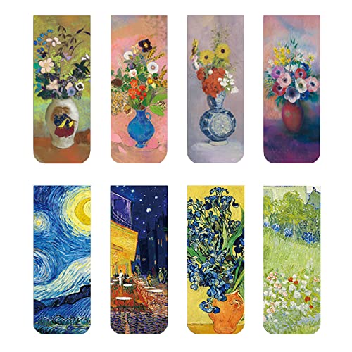 Phineon 8 Pcs Magnetic Bookmark Magnet Book Marker Antiquity Bookmarks Clip for Teachers, Students, Book Lovers, Bookworms, Kids, Boys, Girls (Flower)