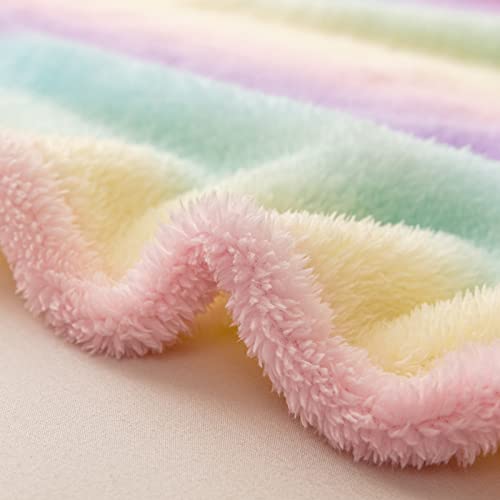 DaysU Sherpa Fleece Blanket, Throw Blanket for Couch, Sofa, Bed, Lightweight Soft Cozy Warm Fuzzy Blankets for Camping, Picnic, Travel, Rainbow Print, 50β x 60β