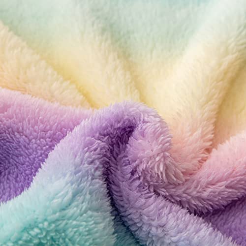 DaysU Sherpa Fleece Blanket, Throw Blanket for Couch, Sofa, Bed, Lightweight Soft Cozy Warm Fuzzy Blankets for Camping, Picnic, Travel, Rainbow Print, 50β x 60β