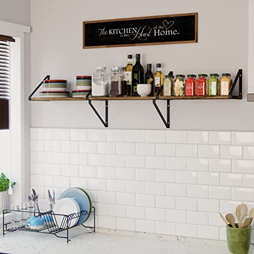 brightmaison BGT Mino Floating Shelves, 17"x8" Bookshelf for Living Room Decor Wall Shelves Bedroom Decor Kitchen Organization Bathroom Shelves Set of 3, Burnt Finish