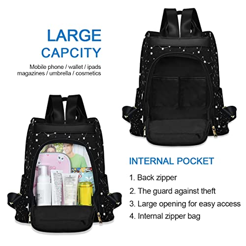 ALAZA Black Star Constellations Women Backpack Anti Theft Back Pack Shoulder Fashion Bag Purse