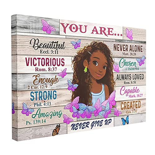 wutkefw African American Wall Art Inspirational Canvas Print Wall Art Black Art Wall Decor Black Queen Girl Painting Modern Artwork Home Decoration for Living Room Bedroom Office