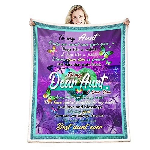Aunt Gifts Blanket,Best Aunt Ever Gifts,Gifts for Aunt from Niece-Nephew, Birthday Christmas Valentines Day Gifts for Aunt Plush Soft Throw Blanket