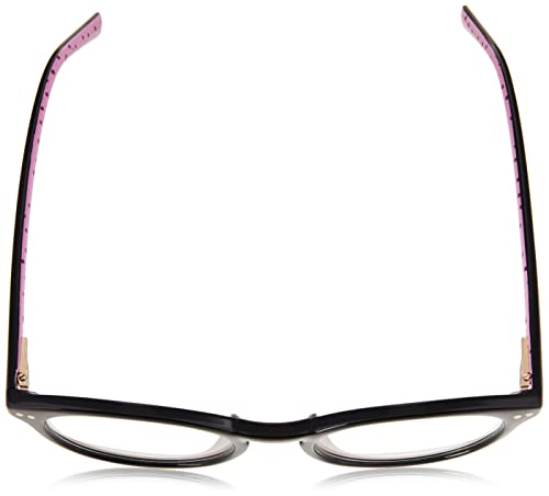 Kate Spade New York Women's Kate Spade Female Optical Style Kinslee Round Reading Glasses, Black/Demo Lens, 48mm, 19mm + 1.5