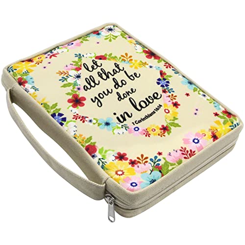 Bible Case Floral Bible Cover 7 X 10 Canvas Bag for Bible Book