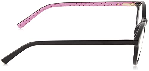 Kate Spade New York Women's Kate Spade Female Optical Style Kinslee Round Reading Glasses, Black/Demo Lens, 48mm, 19mm + 1.5