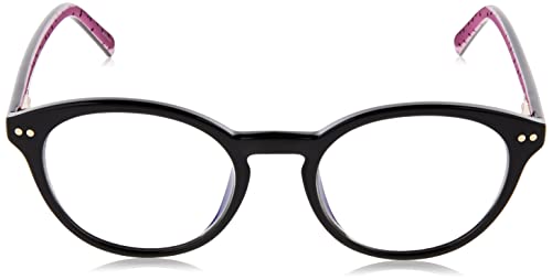 Kate Spade New York Women's Kate Spade Female Optical Style Kinslee Round Reading Glasses, Black/Demo Lens, 48mm, 19mm + 1.5