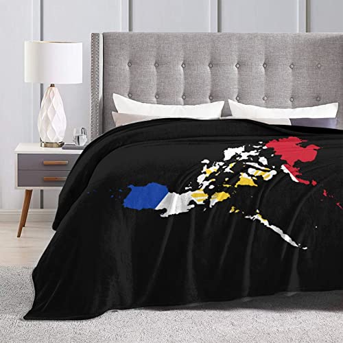 Philippines Terrain Map Blanket Printed Flannel Throw Blanket 50"X40" Anti-Pilling Blanket Bed Sofa Living Room Bedroom
