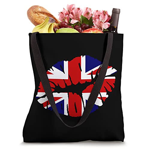 United Kingdom Flag Lip Kiss Mouth Gift for British People Tote Bag
