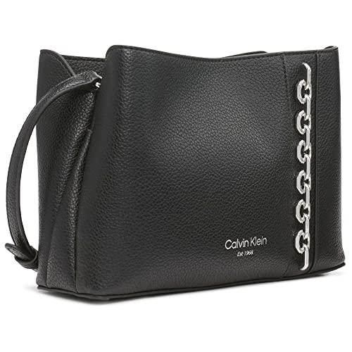 Calvin Klein Adeline Triple Compartment Crossbody, Black/Silver,One Size