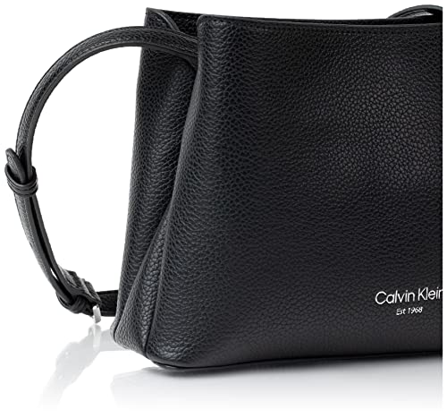 Calvin Klein Adeline Triple Compartment Crossbody, Black/Silver,One Size
