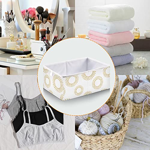 Abstract Gold Circle Collapsible Fabric Storage Cubes Bins with Handles Square Closet Organizer Waterproof Lining for Nursery Drawer Shelves Cabinet 11.02x11.02x11.02 Inches
