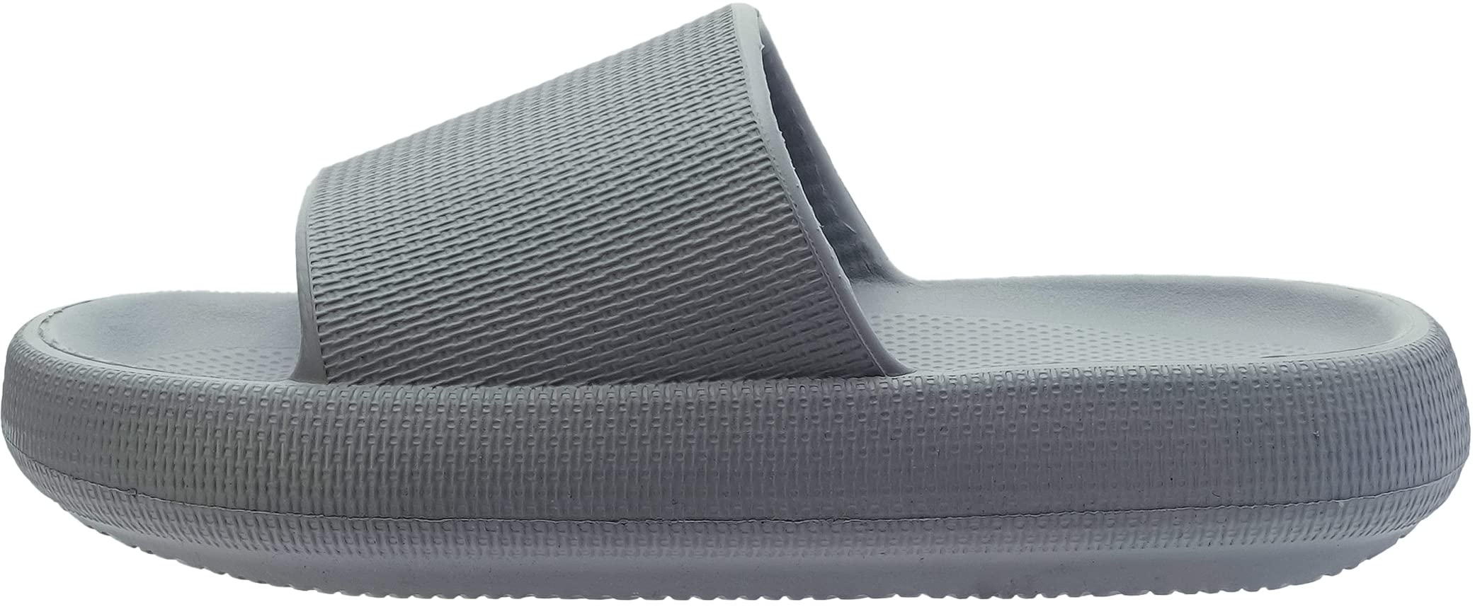 BRONAX Slides for Women and Men Size 8 Soft Beach Pillow House Sandals Recovery Slippers for Ladies Indoor Comfy Cushioned Thick Sole 39-40 Grey