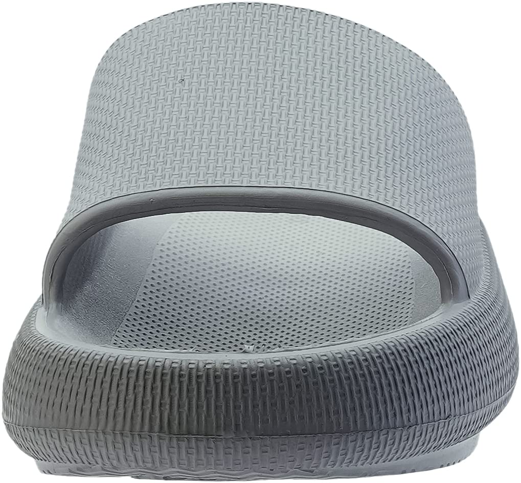 BRONAX Slides for Women and Men Size 8 Soft Beach Pillow House Sandals Recovery Slippers for Ladies Indoor Comfy Cushioned Thick Sole 39-40 Grey