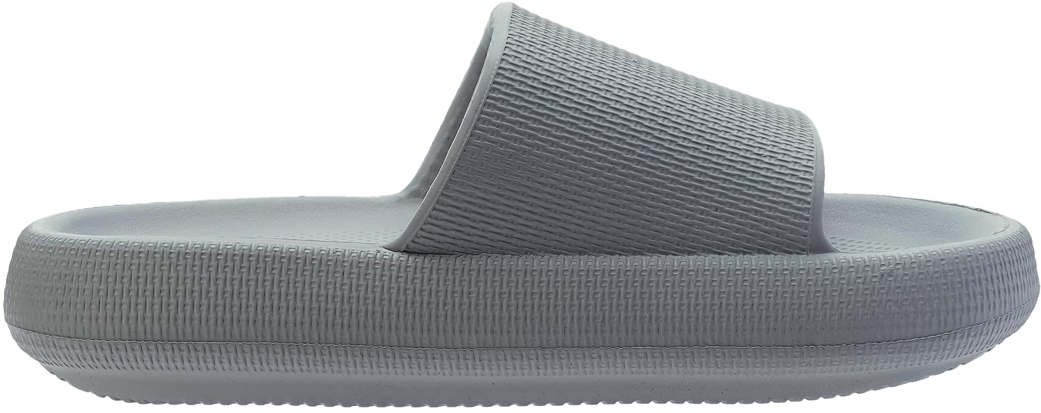 BRONAX Slides for Women and Men Size 8 Soft Beach Pillow House Sandals Recovery Slippers for Ladies Indoor Comfy Cushioned Thick Sole 39-40 Grey