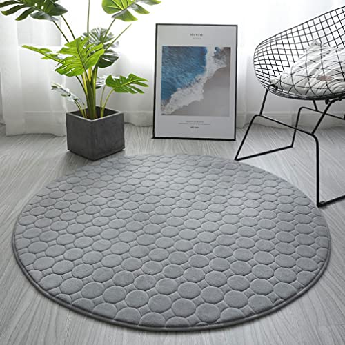 LIKETN Coral Fleece Round Area Rug Memory Foam Soild Decor Carpet for Bedroom Large Living Room Rugs Kitchen Runner Mat Soft Non Slip Crawling Mat Indoor Outdoor Doormat 5.9' X 5.9'/Silver Grey