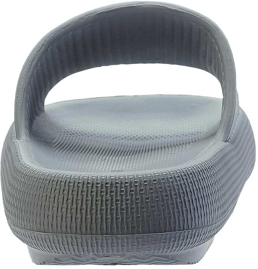 BRONAX Slides for Women and Men Size 8 Soft Beach Pillow House Sandals Recovery Slippers for Ladies Indoor Comfy Cushioned Thick Sole 39-40 Grey