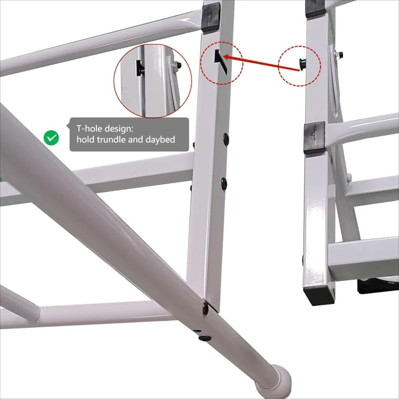 kuurfuurdo Twin Daybed with Trundle Bed, Day Bed with Trundle Bed Twin Pop Up, Metal Daybed Frame, Steel Slat Support Twin Trundle Bed Frame for Kids Teens Adults, No Box Spring Needed