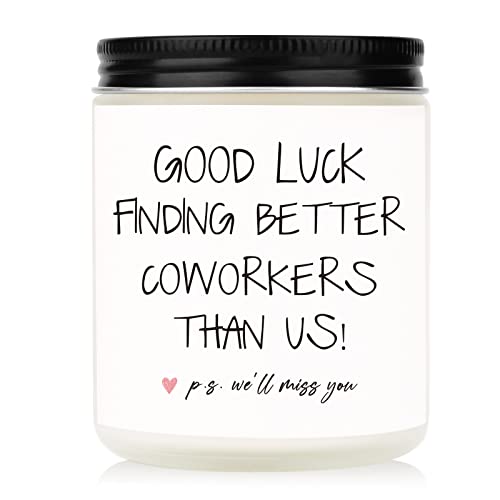 BAUBLEDAZZ Coworker Leaving Gifts, Funny Going Away Gift for Coworker, Goodbye Gifts for Coworkers- Scented Candles for Coworker, 7oz, Soy Wax (Lavender)