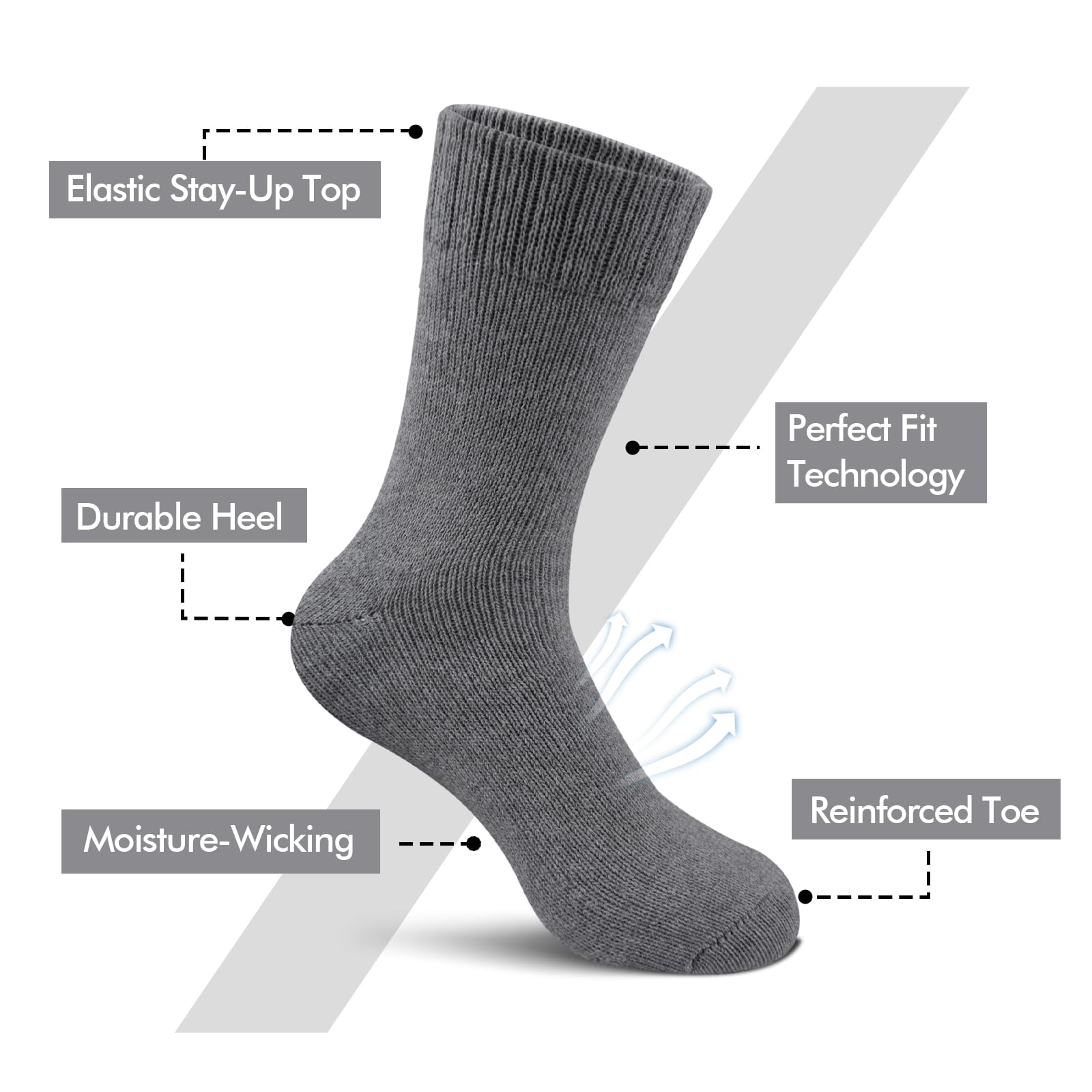 YUVFEHY 6-Pack Wool Socks for Men Soft Warm Winter Socks - Mens Casual Crew Socks - Boot Socks for Indoors and Outdoors