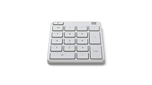 Microsoft Number Pad - Glacier. Standalone Number Pad for Numeric Input. Wireless, Bluetooth 18-Key Number Pad with Up to 24 Months Battery Life
