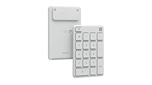 Microsoft Number Pad - Glacier. Standalone Number Pad for Numeric Input. Wireless, Bluetooth 18-Key Number Pad with Up to 24 Months Battery Life