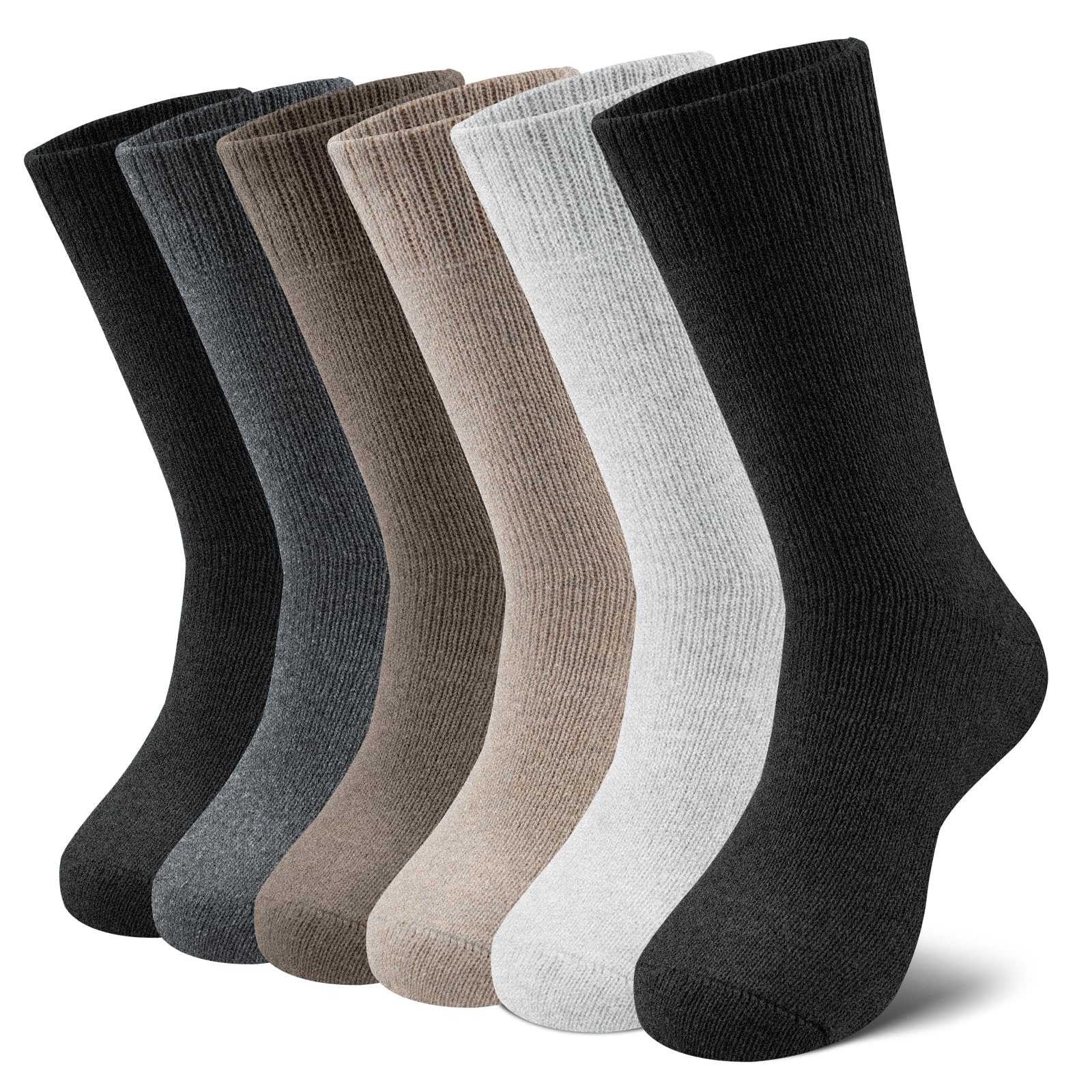 YUVFEHY 6-Pack Wool Socks for Men Soft Warm Winter Socks - Mens Casual Crew Socks - Boot Socks for Indoors and Outdoors