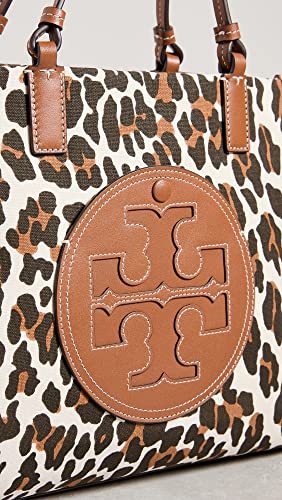 Tory Burch Women's Ella Leopard Canvas Small Tote, Reva Leopard, Print, One Size
