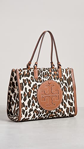 Tory Burch Women's Ella Leopard Canvas Small Tote, Reva Leopard, Print, One Size