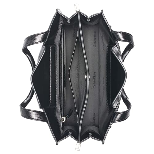 Calvin Klein Citrine Organizational Satchel, Black/Silver