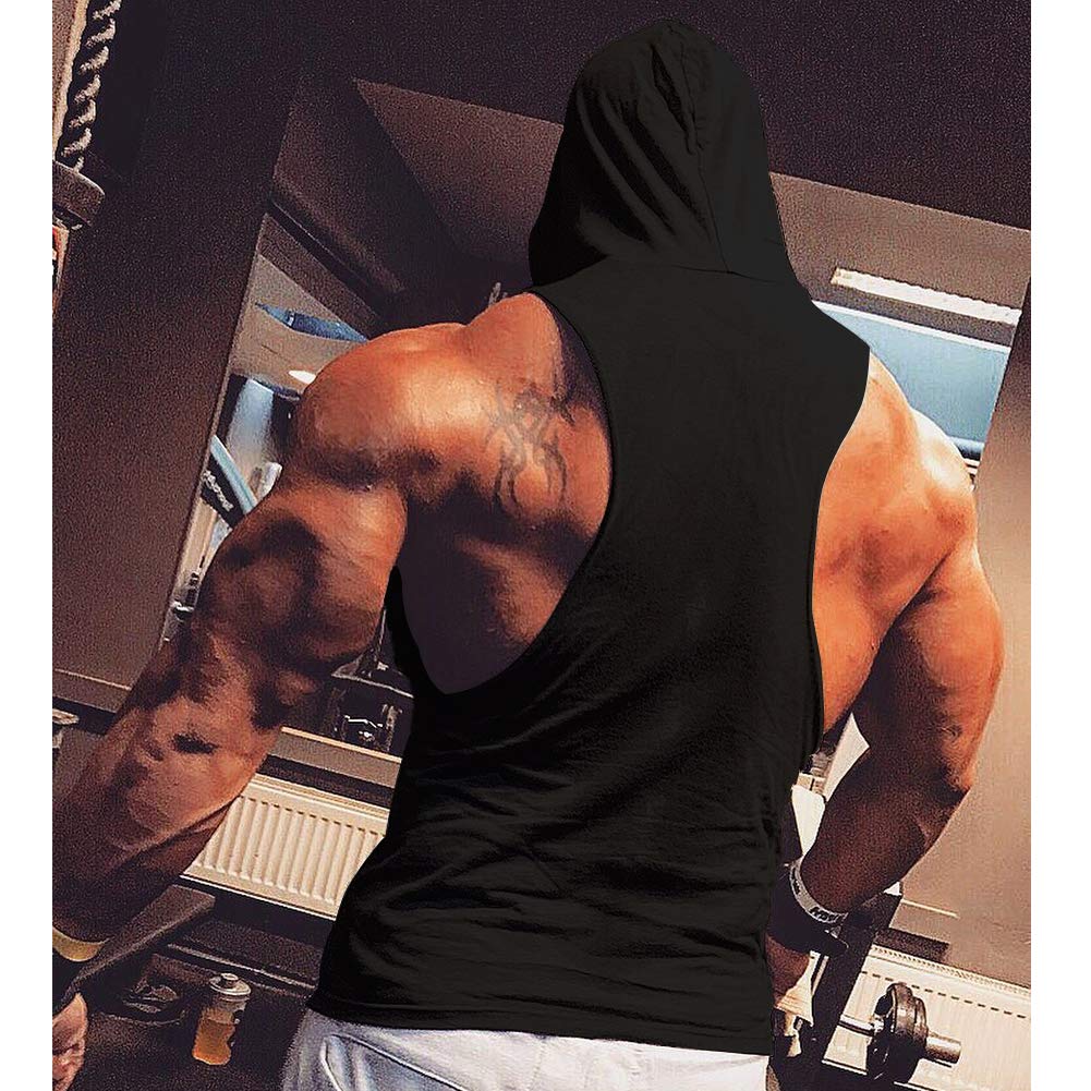 SZKANI Mens Skull Print Sleeveless Fitness Vest Bodybuilding Stringers Workout Tank Tops (Medium, Black(Single Dumbbell))