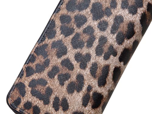 Foyinbet Leopard Print Wallets for Women Cheetah Animal Print Wallet and Purse Leather Zipper Closure Card Slots Brown
