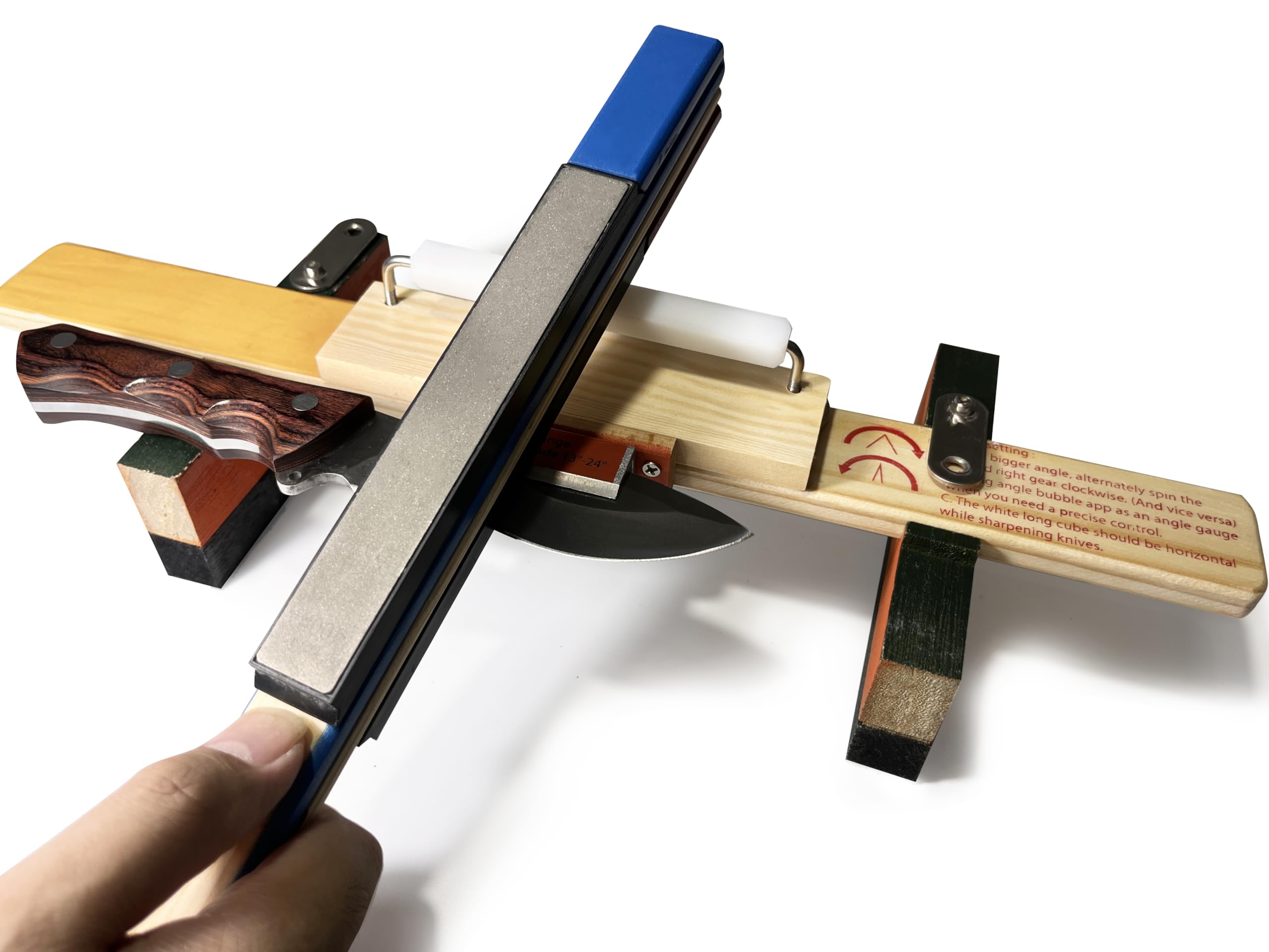 Knife Sharpener tool Sharpening Kit Professional Knife sharpening System Angle fixed adjustable guided diamond sharpening stones for kitchen camping hunting knives. Jig and Stropping leather compound.