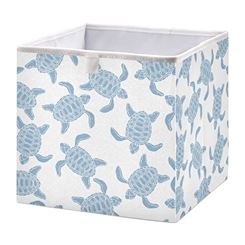 Kigai Collapsible Storage Baskets Swimming Blue Turtle Cube Storage Bins Baskets for Organizing Fabric Collapsible Storage Organizer for Bedroom Home Decor