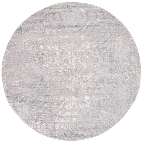 Safavieh Lagoon Collection 6'7" Round Grey/Ivory LGN574F Modern Abstract Non-Shedding Entryway Foyer Living Room Kitchen Bedroom Area Rug
