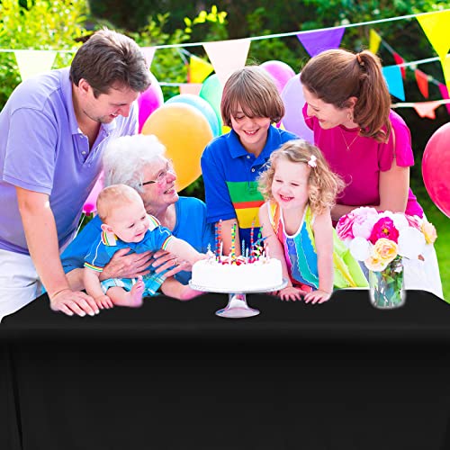 6 Pack Tablecloth 60 x 126 inch Polyester Table Cloth for 8 Foot Rectangle Tables,Stain and Wrinkle Resistant Washable Fabric Table Covers Polyester Black Table Clothes for Wedding,Party,Banquet