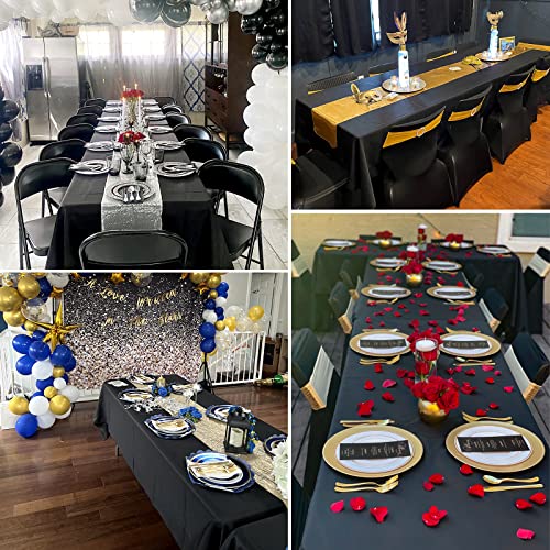 6 Pack Tablecloth 60 x 126 inch Polyester Table Cloth for 8 Foot Rectangle Tables,Stain and Wrinkle Resistant Washable Fabric Table Covers Polyester Black Table Clothes for Wedding,Party,Banquet