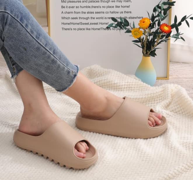 Beslip Platform Slide Sandals for Men Women Lightweight Open Toe Shower Shoes Khaki 4243