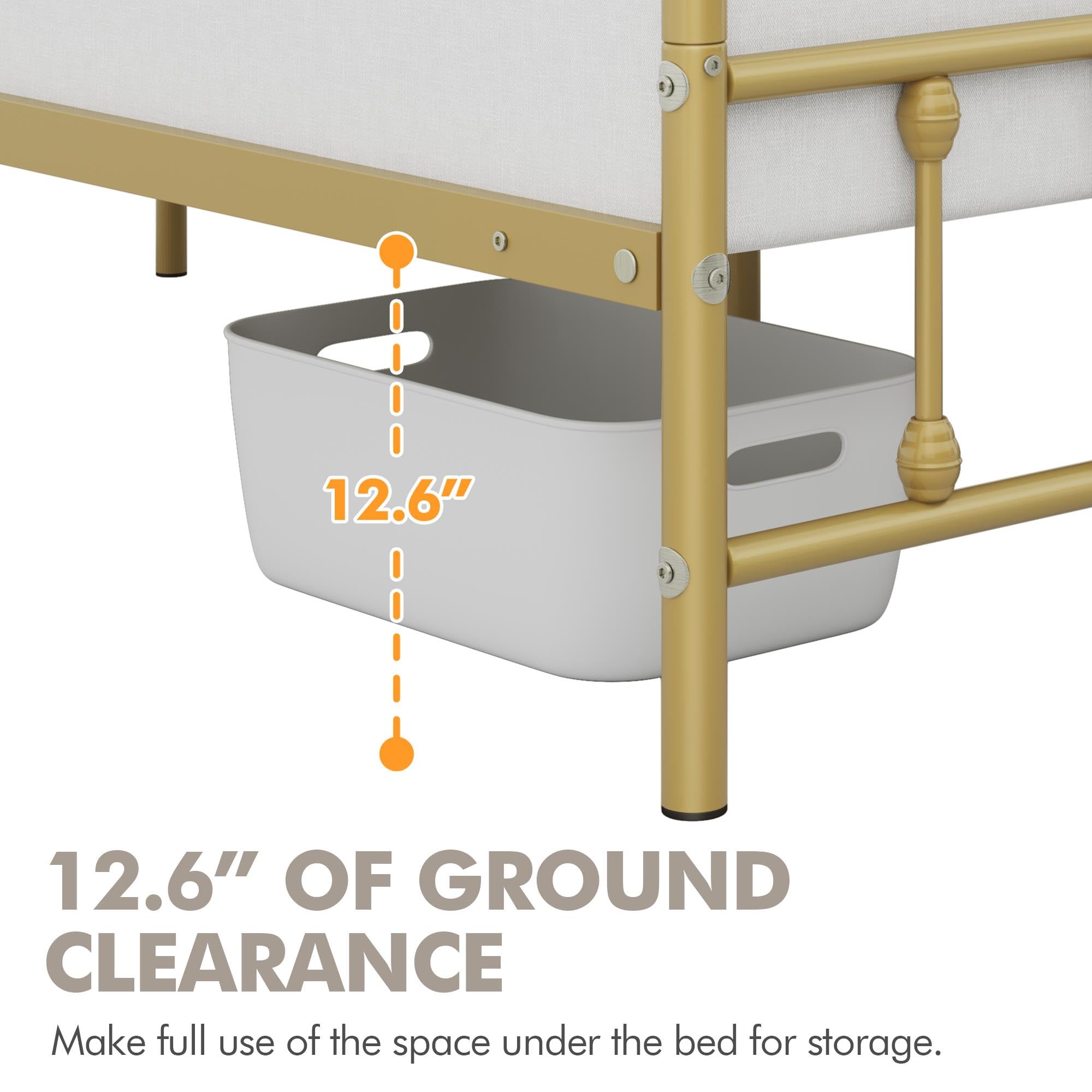 Yaheetech Classic Metal Platform Bed Frame Mattress Foundation with Victorian Style Iron-Art Headboard/Footboard/Under Bed Storage/No Box Spring Needed/Twin Size Antique Gold
