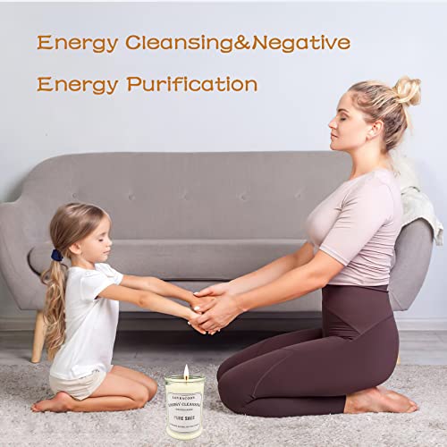 Lovracoon Pure Sage Smudge & Long Lasting Burning Jar Candle for House Energy Cleansing, Negative Energy Purification and Chakra Healing, Natural Soy Wax Jar Candle with Gift Box(White Sage,Large)