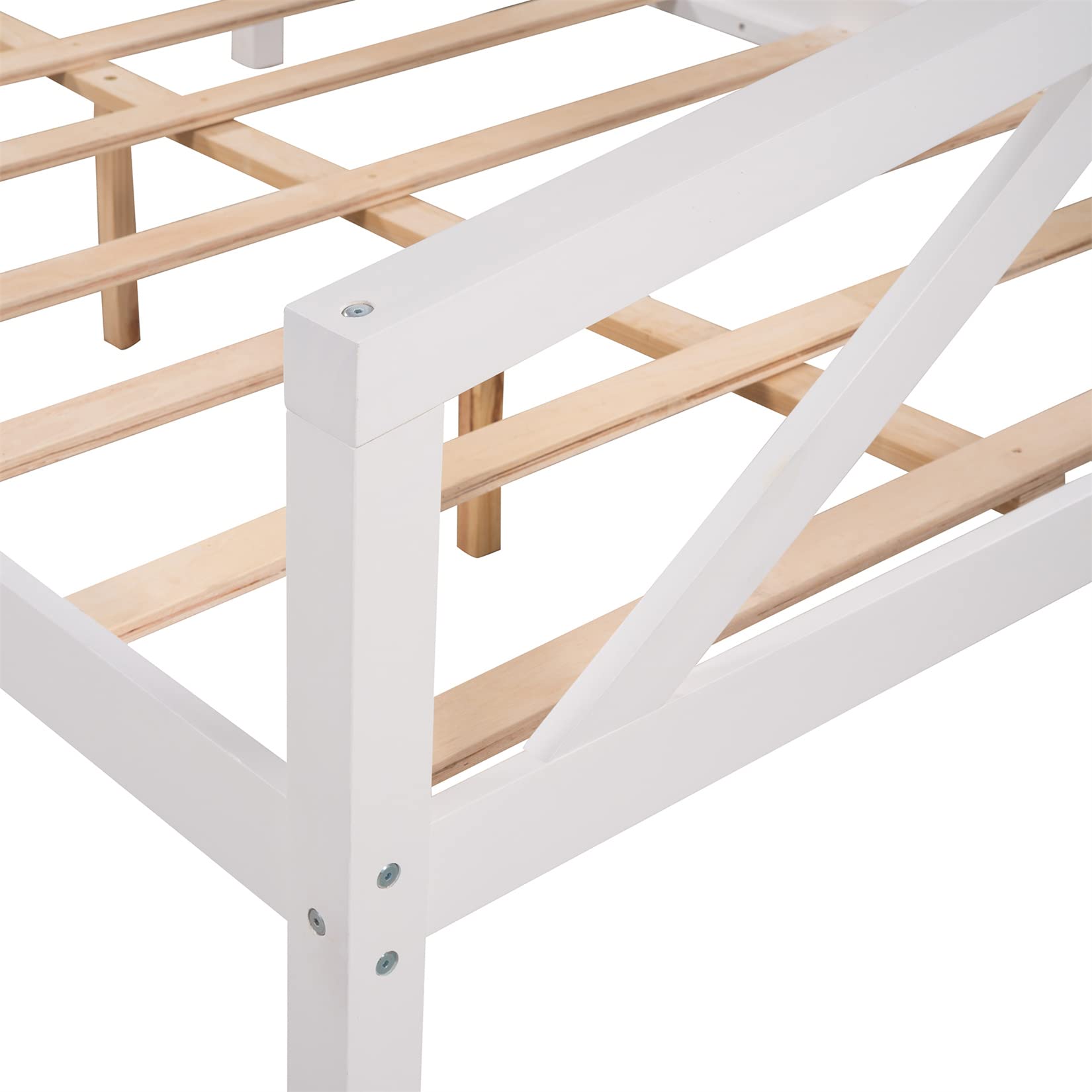 Harper & Bright Designs Full Size Daybed Wooden Day Bed Frame with Wood Slat Support Dual-use Sturdy Sofa Bed for Bedroom Living Room, White