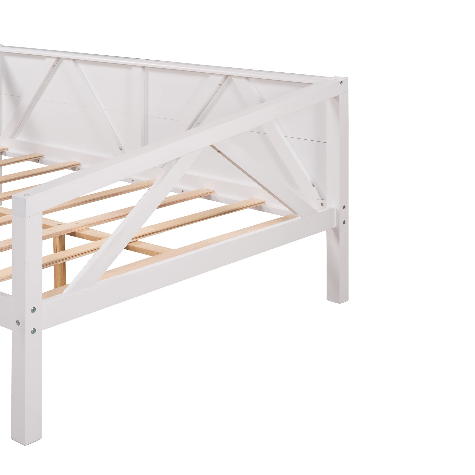 Harper & Bright Designs Full Size Daybed Wooden Day Bed Frame with Wood Slat Support Dual-use Sturdy Sofa Bed for Bedroom Living Room, White